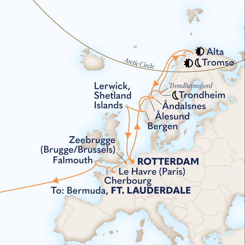 28-DAY NORTHERN LIGHTS CROSSING WITH HISTORY CHANNEL Cruise Itinerary | Holland America